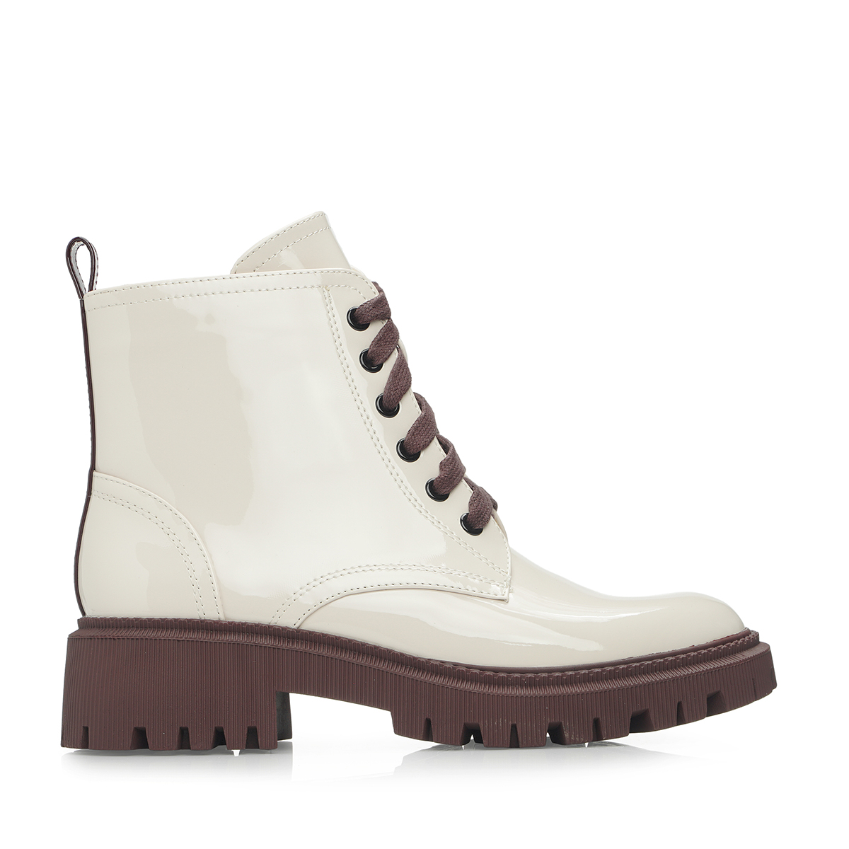 Adam's Γυναικεία Μποτάκια Μπεζ Λουστρίνι - Enjoy Shoes